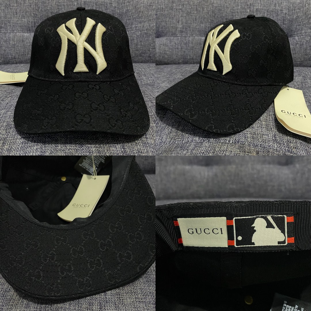 GUCCI x MLB NY YANKEES LOGO GG CANVAS MONOGRAM BASEBALL CAP, Men's ...
