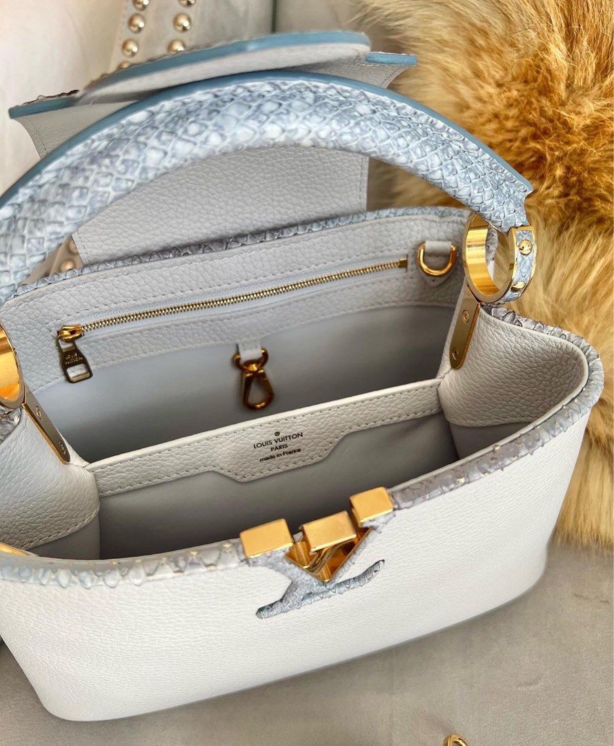 LOUIS VUITTON BB CAPUCINE IN POWDER BLUE PYTHON HANDLE EXOTIC, Luxury ...