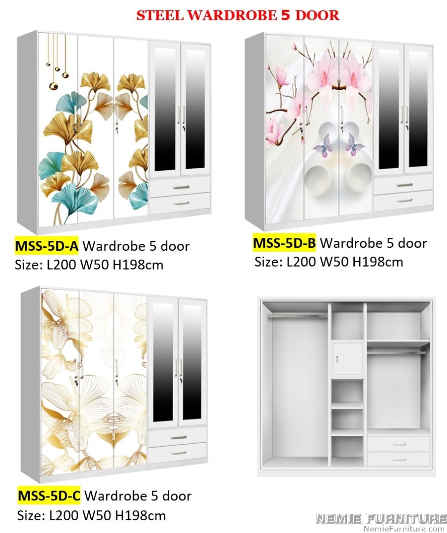 MSS 5D metal wardrobe cabinet, Furniture & Home Living, Furniture ...