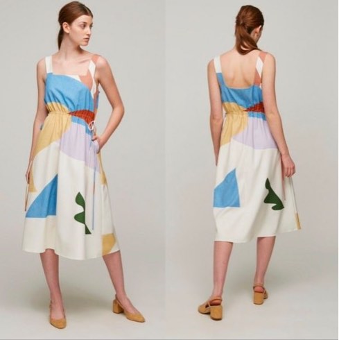 OSN Our Second Nature road map square neck midi dress, Women's Fashion ...