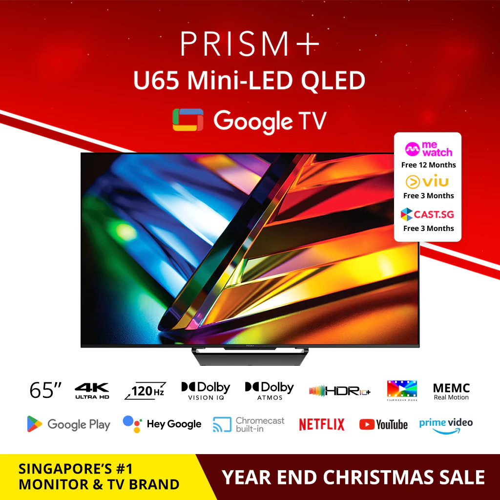 PRISM+ U65 Mini LED | Google TV | 65 inch | QuantumColors | HDR10+ | Dolby Vision | Dolby Atmos ...