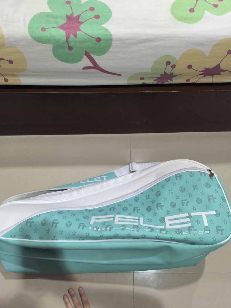 Tas badminton felet putih hijau/biru/cyan muat banyak raket baju, Olah ...