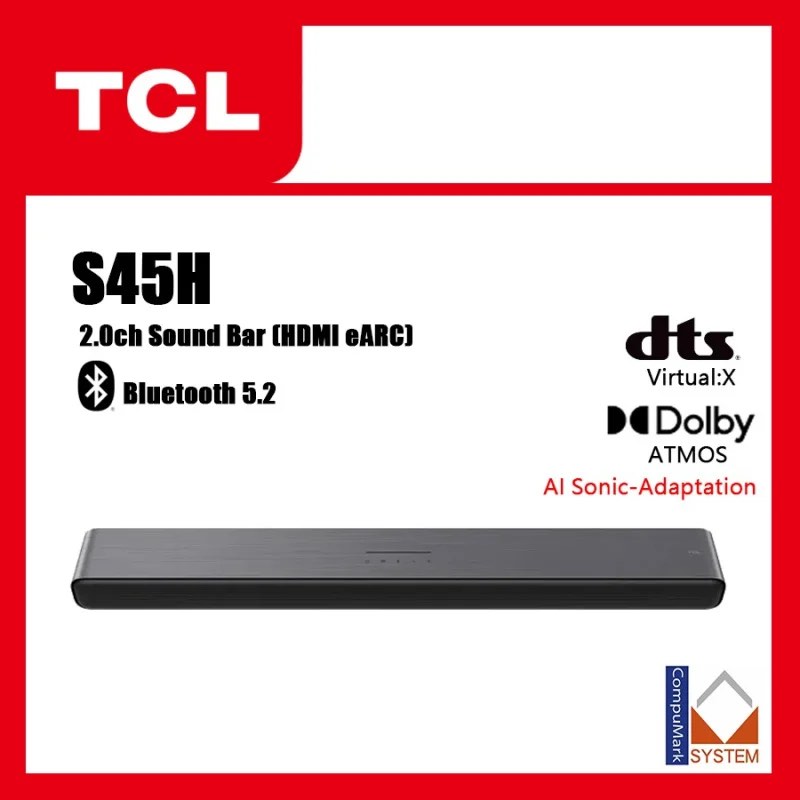 TCL S45H 2.0 聲道專業超重低音喇叭soundbar [2024] [Dolby Atmos], 家庭電器, 電視 & 其他娛樂, 電視組件及配件 - Carousell