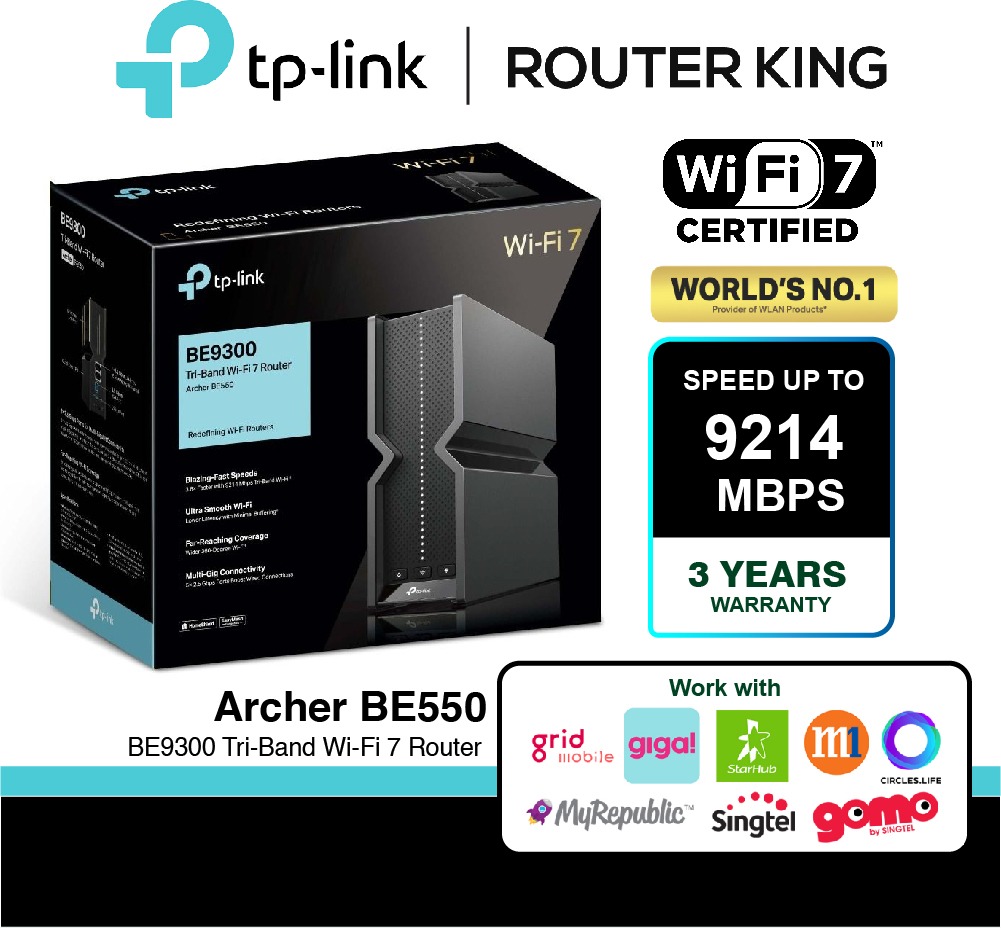 【Fast Delivery】TP-LINK Archer BE550 Tri-Band WiFi 7 Router 2.5GB Wifi 7 ...