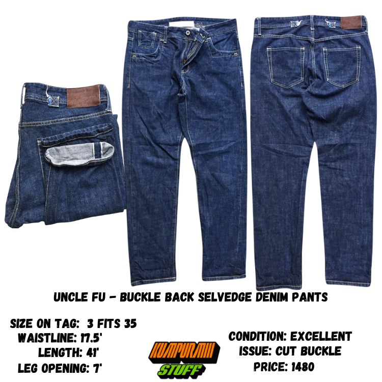 Uncle Fu - Buckle Back Selvedge Denim Pants, Men's Fashion, Bottoms ...