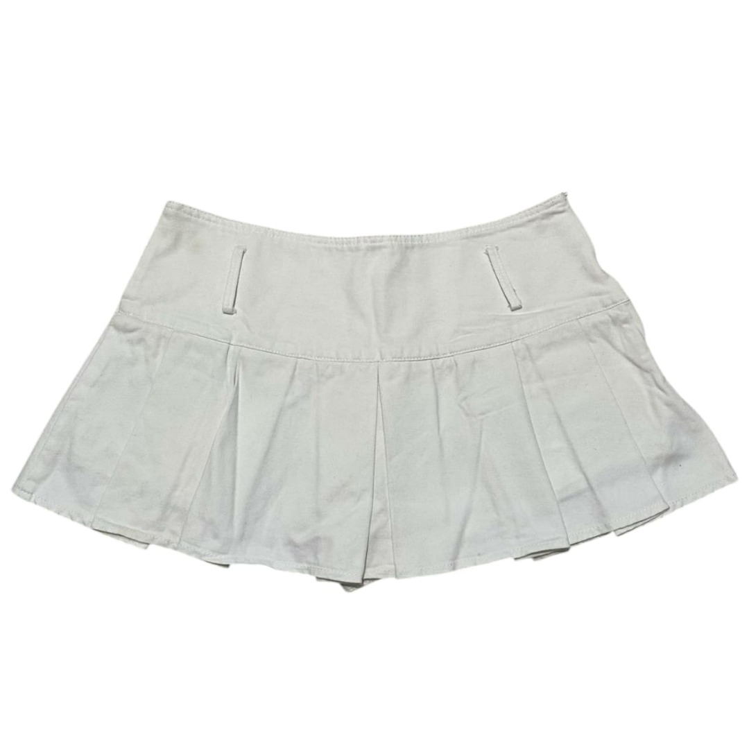 White Pleated Mini y2k Skort | wide belt putih tennis lipit rok micro ...