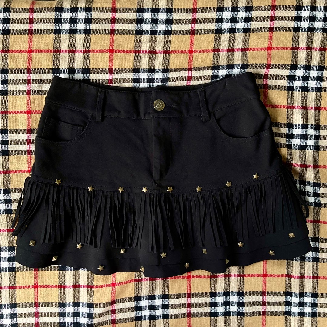 y2k rare alt grunge acubi goth black star studded mini skirt, Women's ...
