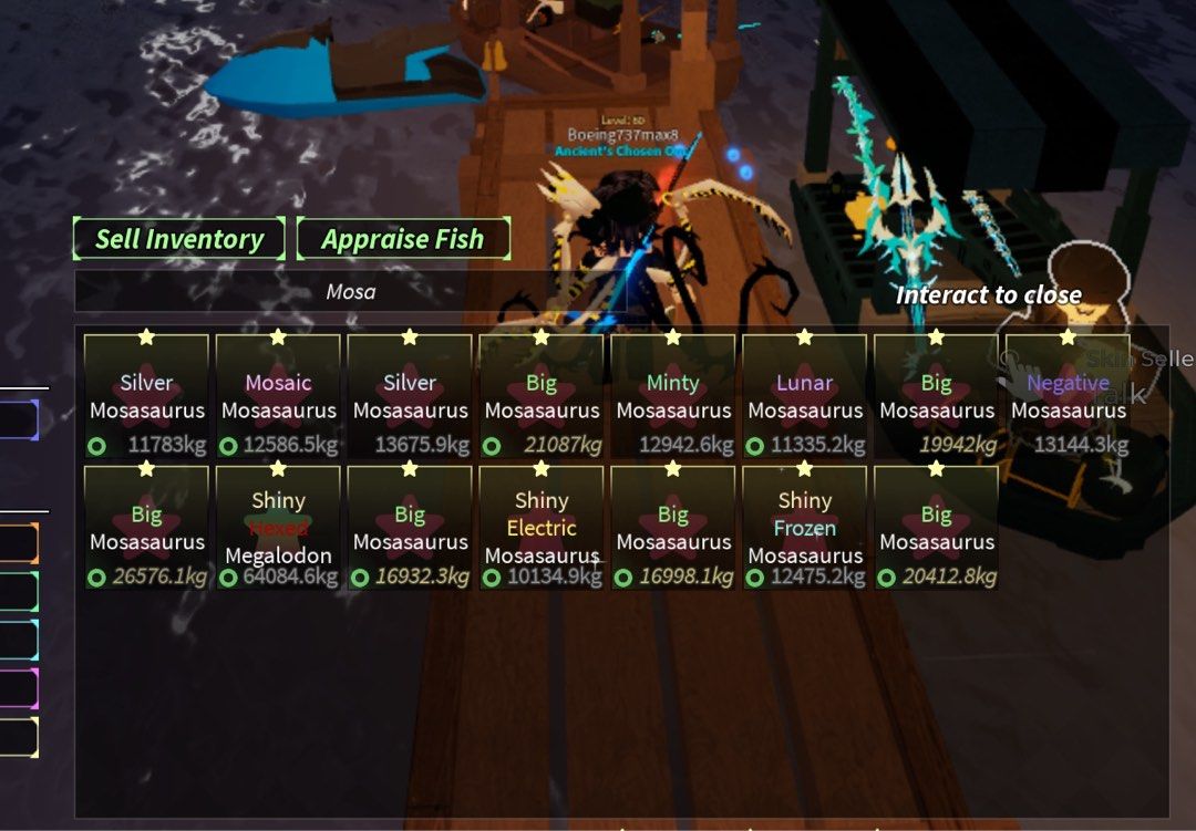 (50 sen each) selling Roblox fisch Mosasaurus with random mutations ...