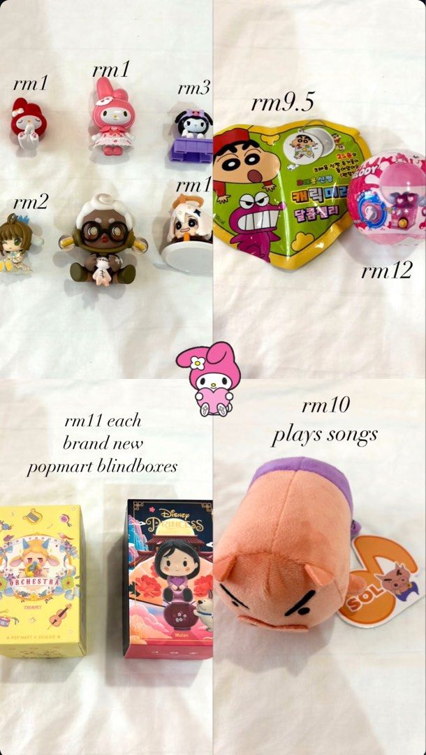Blindbox figurines popmart skull panda sanrio and crayon shin chan ...