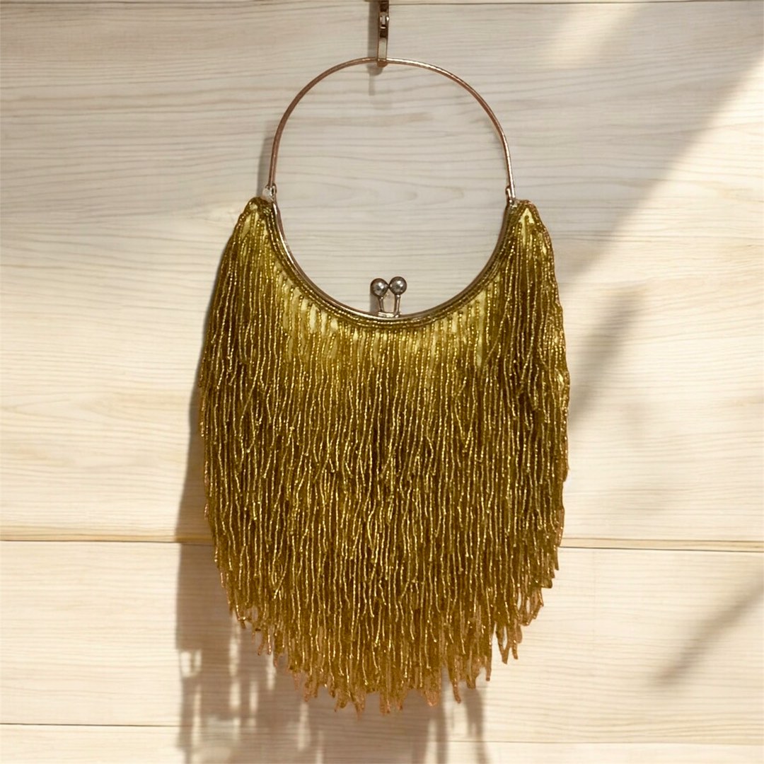 BNWT Heavy Beaded Gold Formal Metal Ring Handle Purse - Prom Party ...