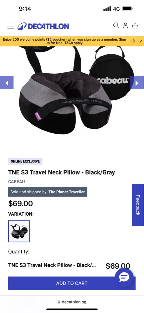 Cabeau TNE S3 travel neck pillow, Hobbies & Toys, Travel, Travel ...