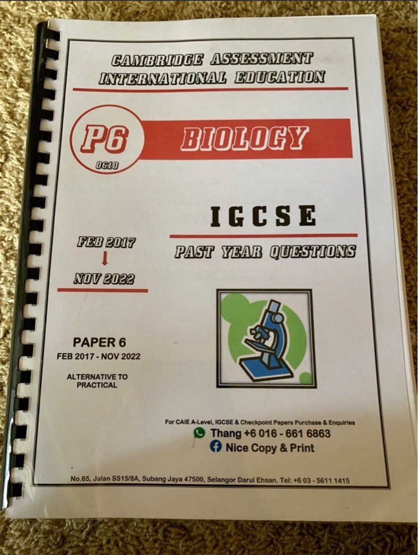 Cambridge IGCSE Biology P6 Past Papers, Hobbies & Toys, Books ...