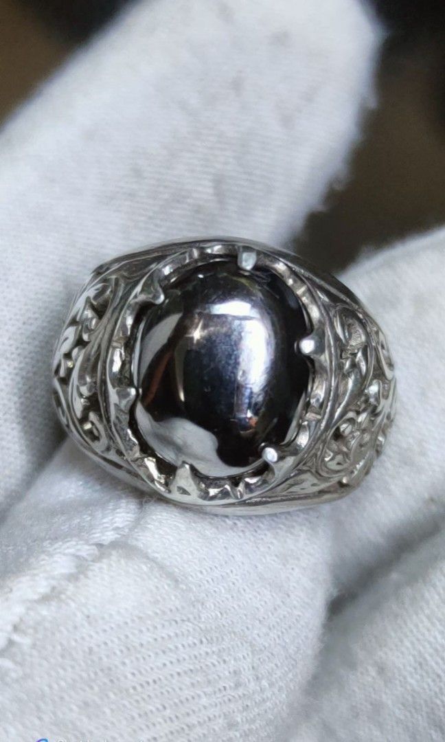 Cincin Besi towo gred padu silver kerawang tebal, Men's Fashion ...