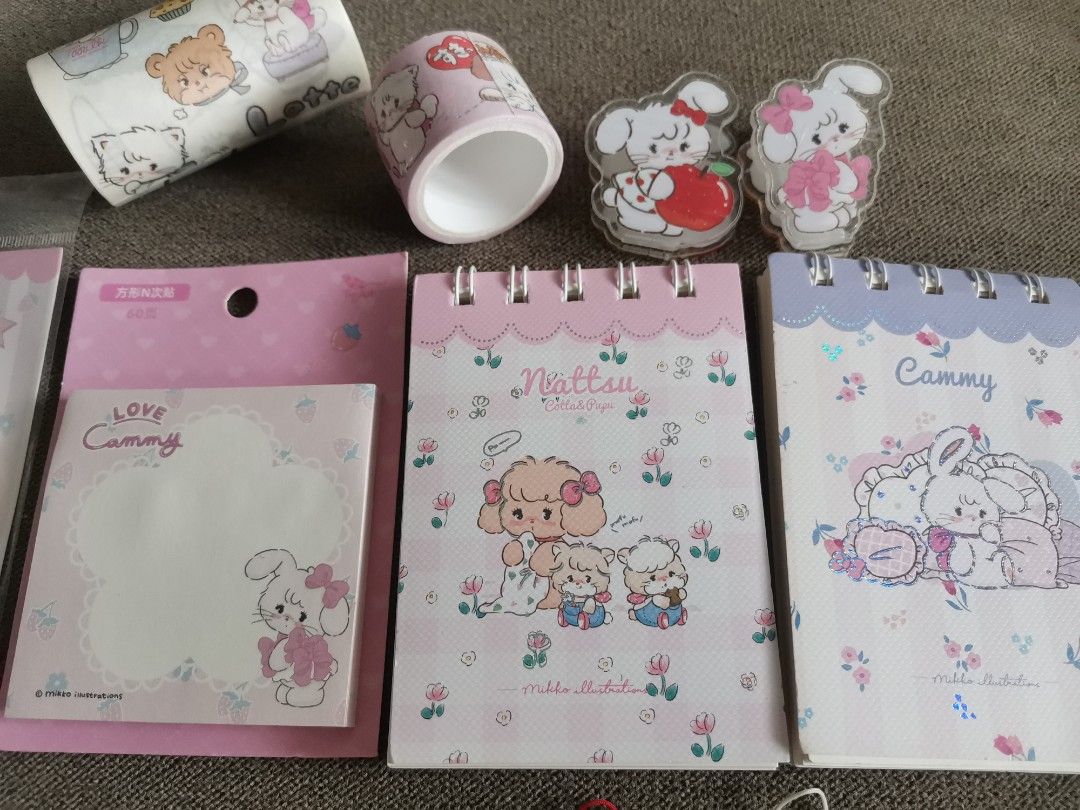 Combo 14 pcs Mix Items Mikko Illustrations (keychain, washi tapes ...