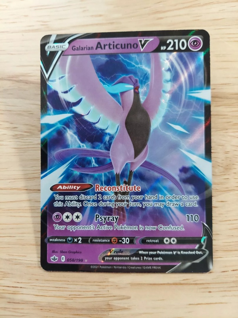 Galarian Articuno V 58/198 058/198 Full Art Ultra Rare Sword Shield ...