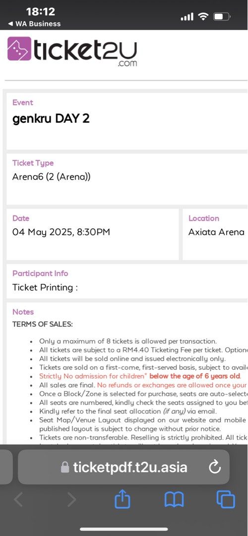 GENKRU KONSERT DAY 2 ZONE ARENA 6 TIKET KONSERT KRU, Tickets & Vouchers ...