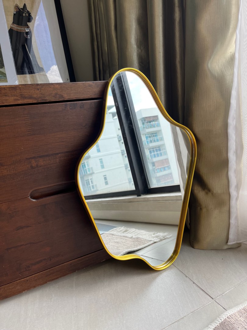 Hooga Irregular Hanging Gold Mirror, Furniture & Home Living, Home ...