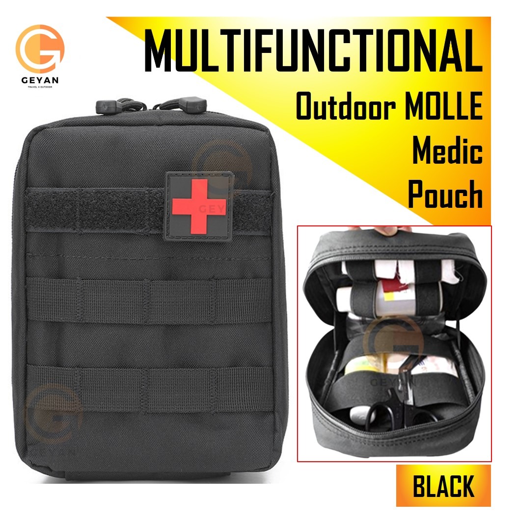 MEDIC Molle Pouch Tactical Waist Bag First Aid Kit Storage Black OXFORD ...