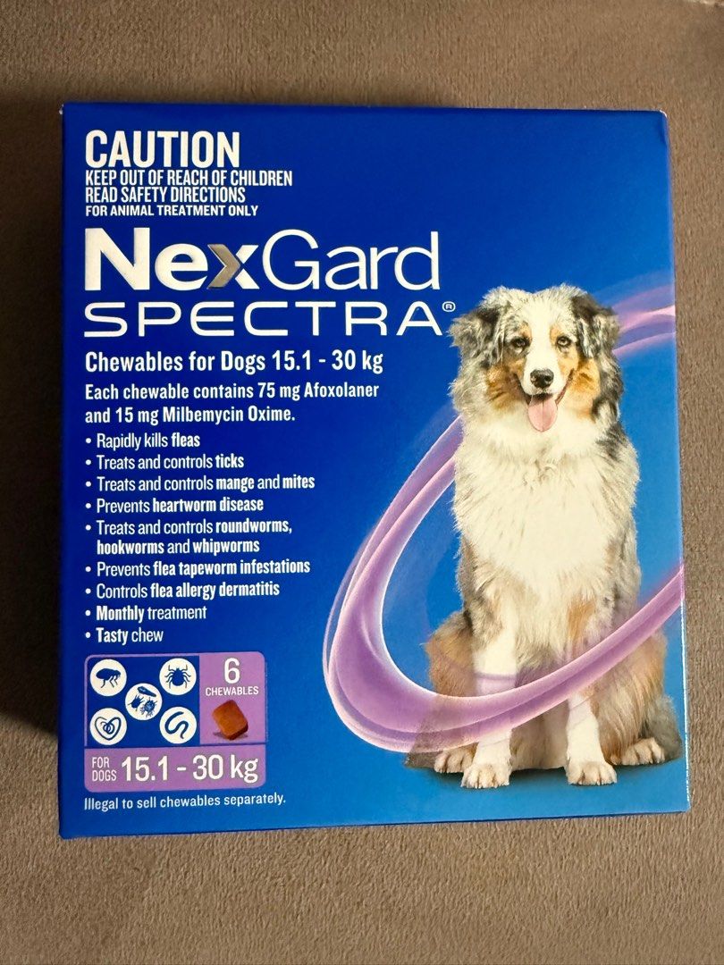 NexGard Spectra for dogs 15-30kg (6 粒), 寵物用品, 寵物健康與美容 - Carousell