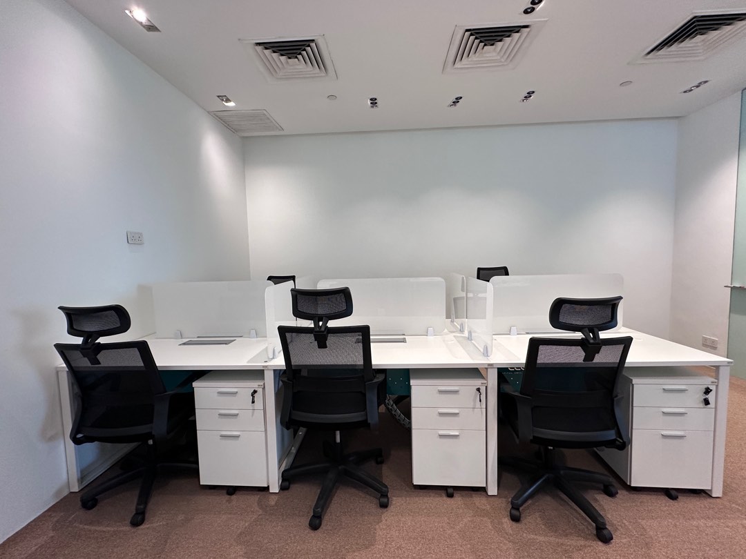 Office table 6 seater with full panel and locker, Furniture & Home ...