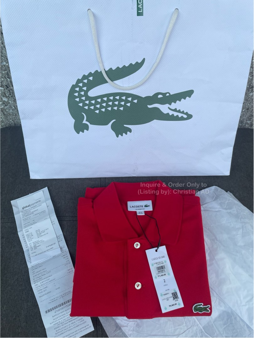 ORIGINAL Lacoste Classic Fit Red Polo Shirt Size 2 BRAND NEW WITH ...