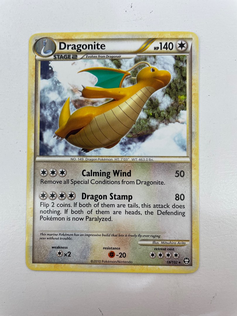 Pokemon Dragonite (year 2010) 18/102 Triumphant Non Holo Rare mint card ...