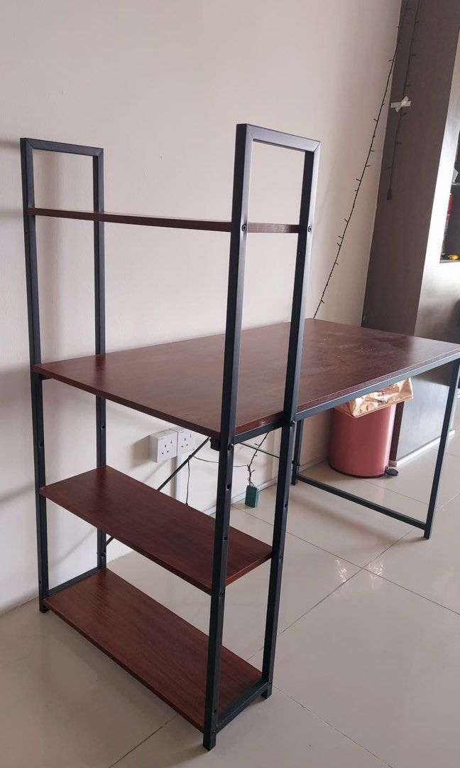 SSF home office desk with shelf (4 tier), Furniture & Home Living ...