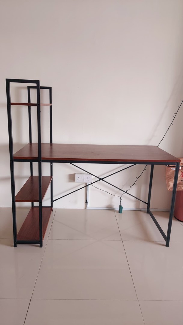 SSF home office desk with shelf (4 tier), Furniture & Home Living ...
