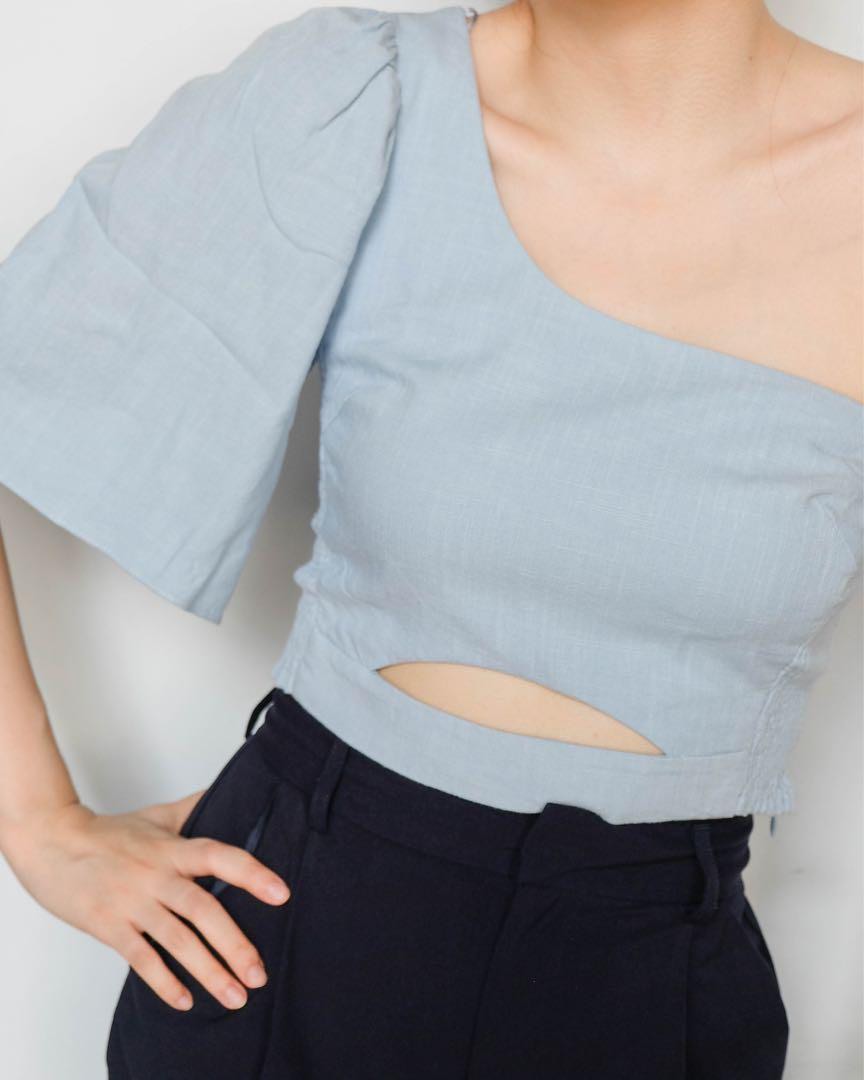 Zara Blue Top, Women's Fashion, Tops, Blouses on Carousell