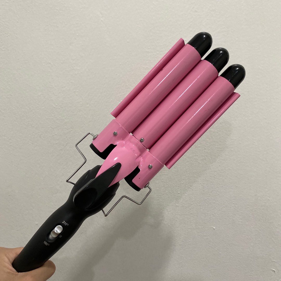 3 Barrel Mermaid Curling Wand Iron in Pink, Beauty & Personal Care ...