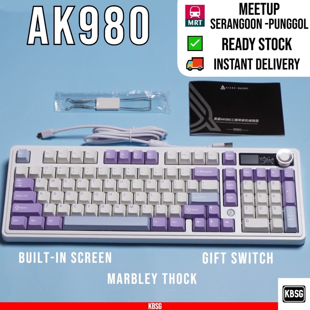 Ajazz AK980 Custom Keyboard, Gift Switch, Built-In Screen, THOCK ...