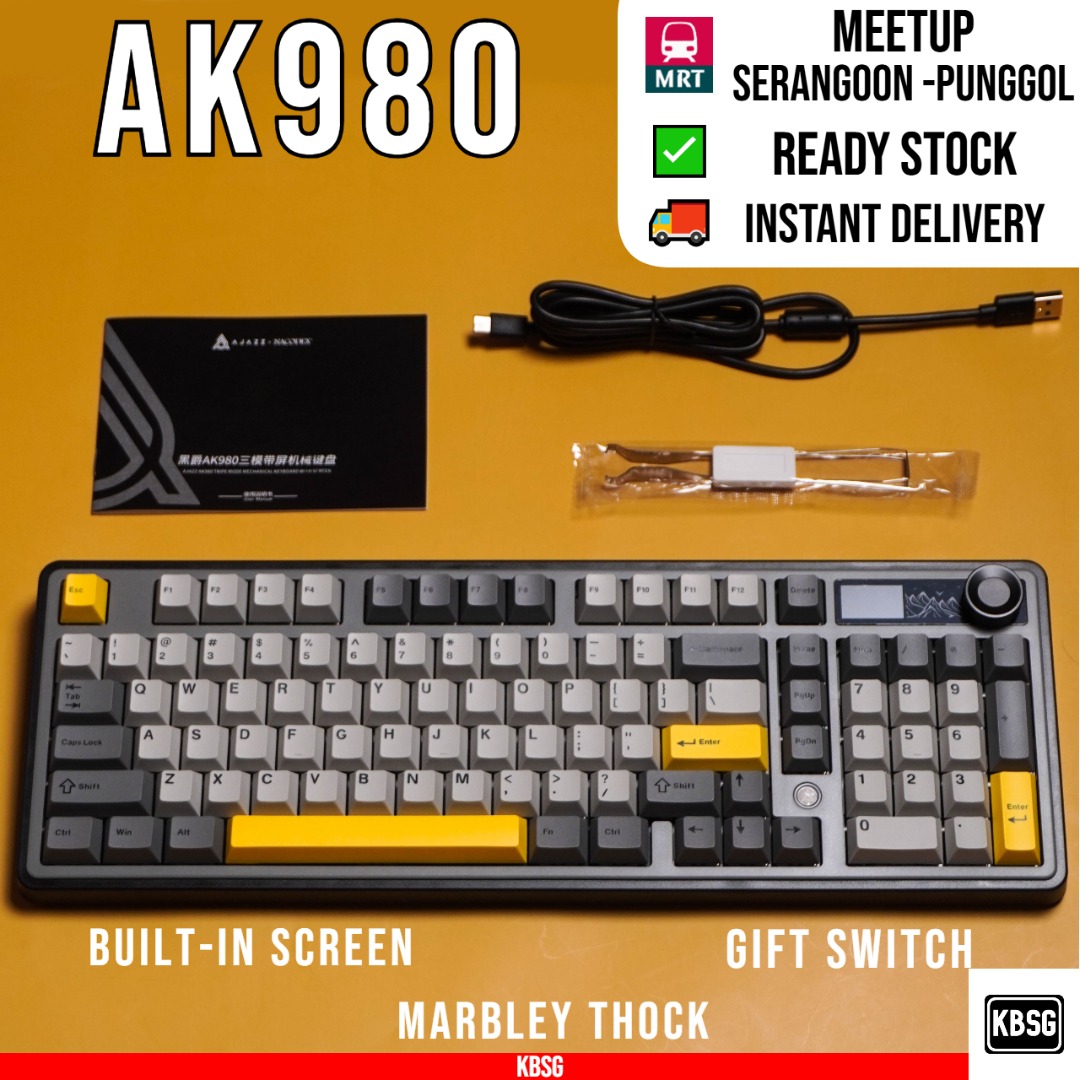 Ajazz AK980 Custom Keyboard, Gift Switch, Built-In Screen, THOCK ...