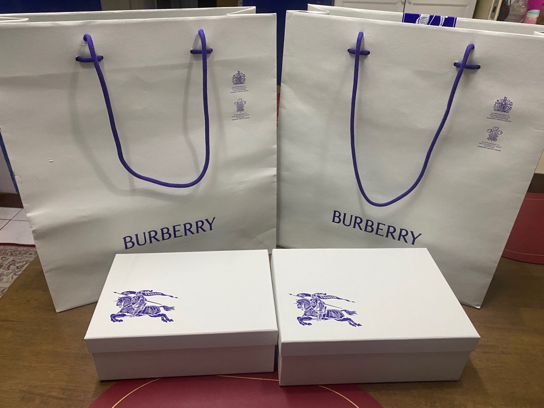 Burberry box with paper bag 2 sets, Luxury, Bags & Wallets on Carousell
