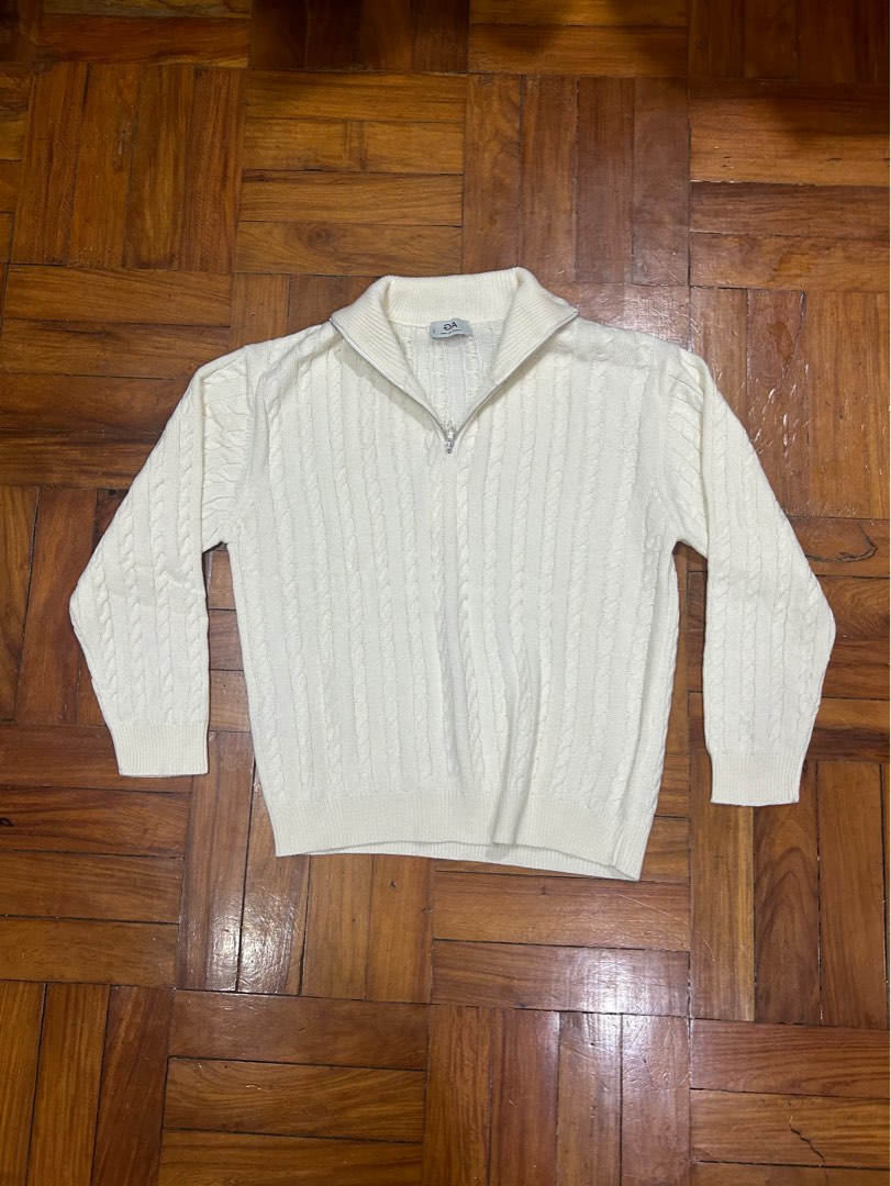 Cable Knit Cream Sweater, Men's Fashion, Coats, Jackets and Outerwear ...