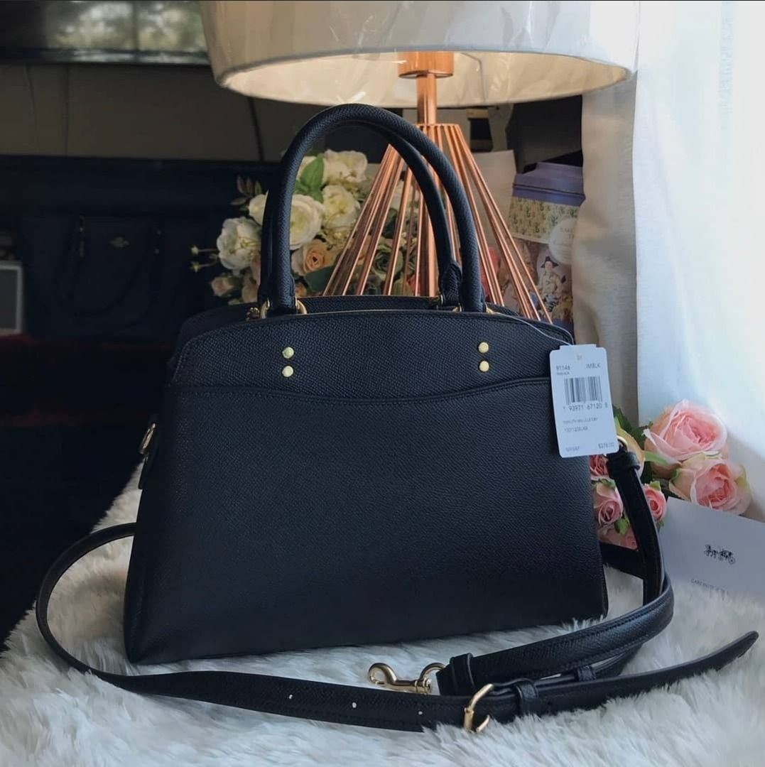 Coach 91493 Lillie Carryall Bag in Black Crossgrain Leather - Ladies ...