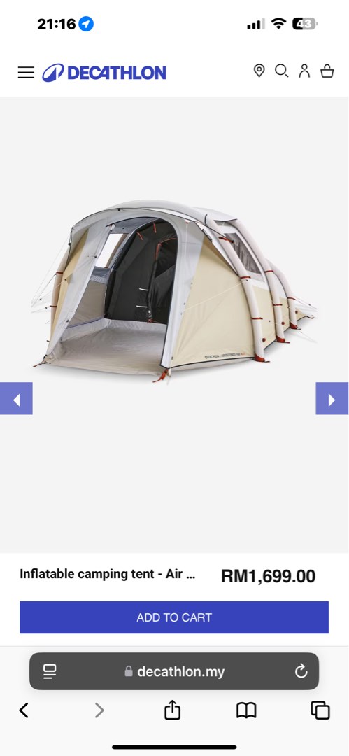 Decathlon Quechua Inflatable camping tent, Sports Equipment, Hiking ...