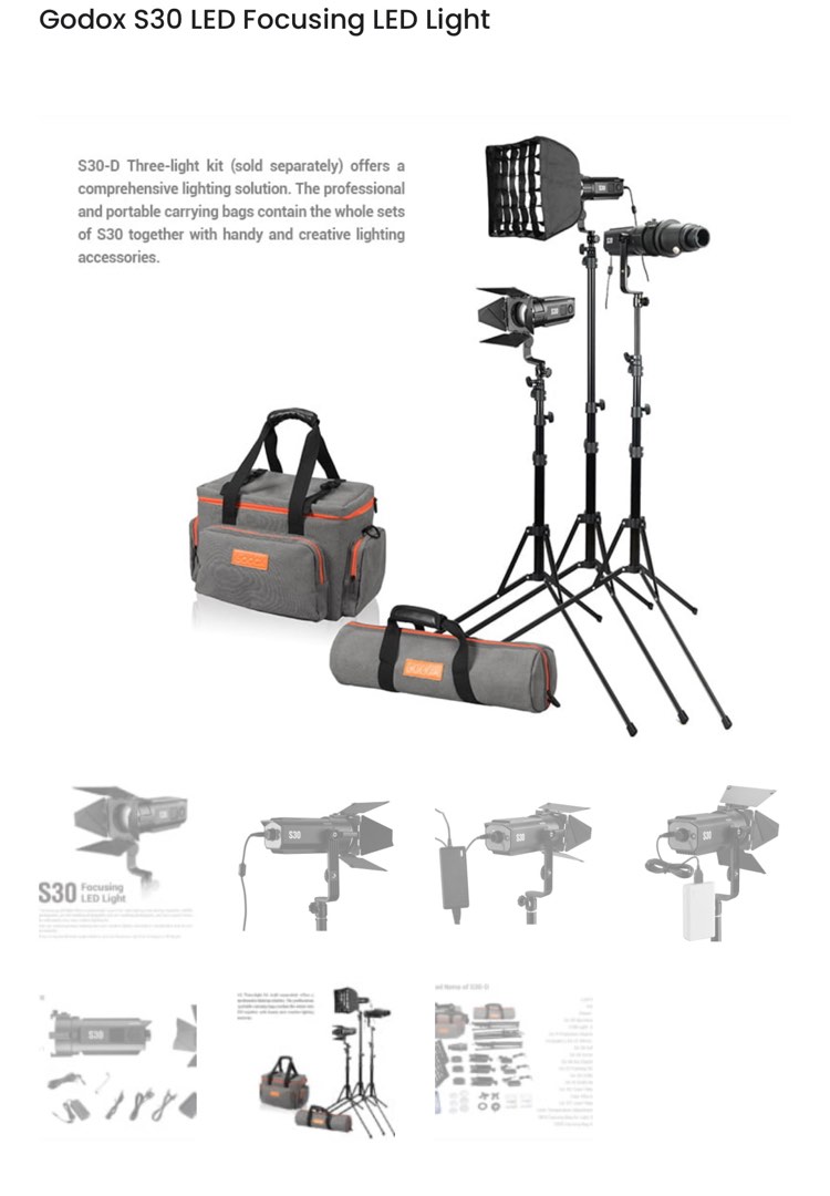 Godox S30 LED Focusing Light (3-set), Photography, Photography Accessories, Lighting & Studio ...