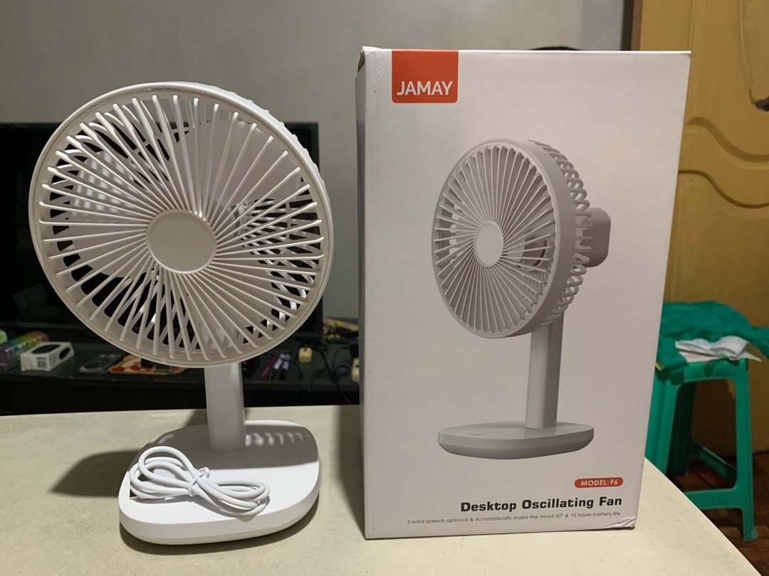 Jamay Desktop Oscillating Fan Portable Electric Fan Rechargeable Fan F6 ...