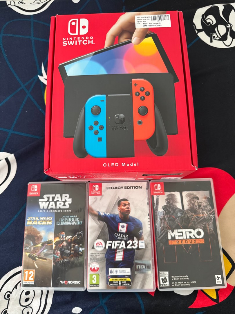 Nintendo Switch Oled Neon 3 Game, Video Gaming, Video Game Consoles ...