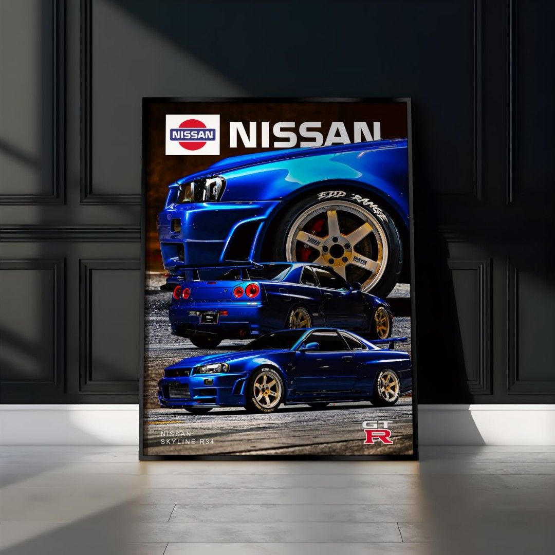 Nissan GTR R34 R35 JDM Poster With Frame, Furniture & Home Living, Home ...