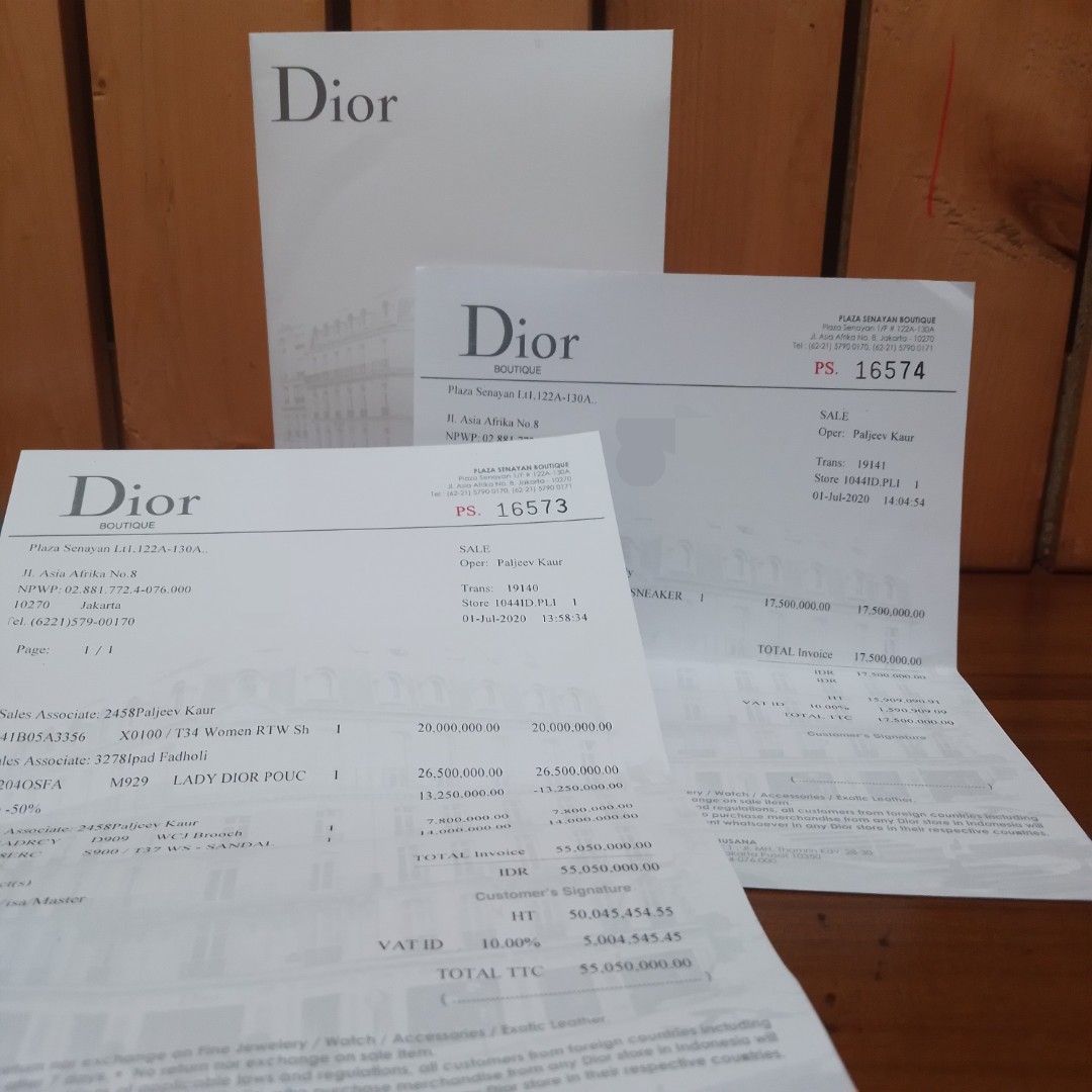 NOTA AMPLOP RECEIPT BON INVOICE BRANDED AUTHENTIC ORIGINAL DIOR, Serba ...