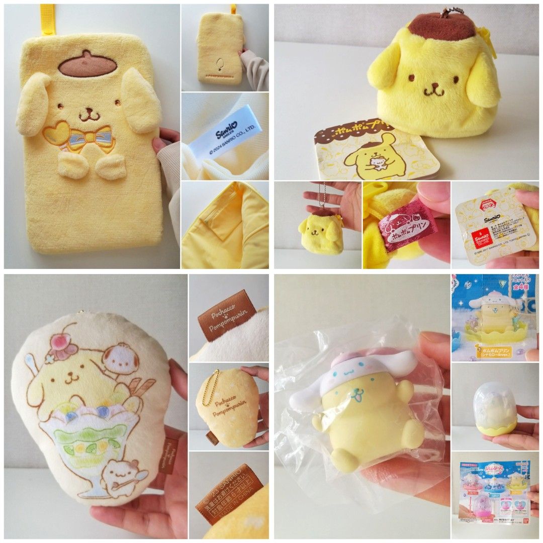 Original Sanrio pompompurin assorted plush soft toys pouch coin bag ...