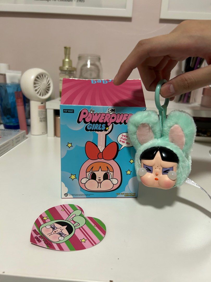Popmart Crybaby x Powerpuff Girls keychain in Bunny Buttercup, Hobbies ...