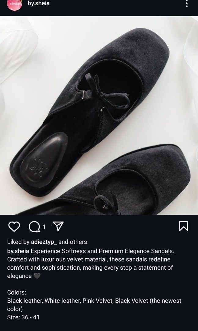 Sandal Hitam Velvet, Women's Fashion, Footwear, Sandals on Carousell