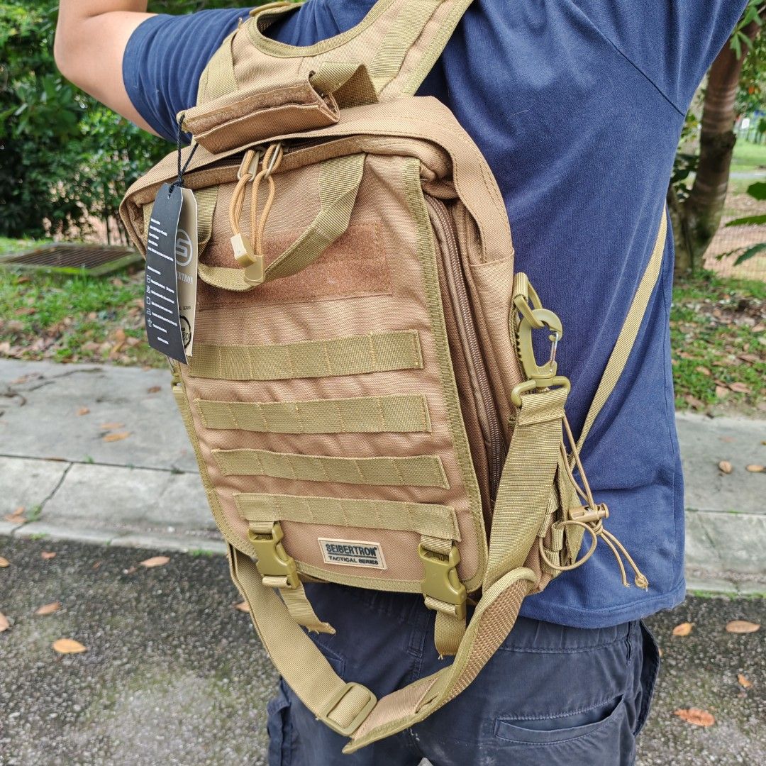 Seibertron Waterproof Molle Tactical Laptop Sling Backpack in Khaki ...