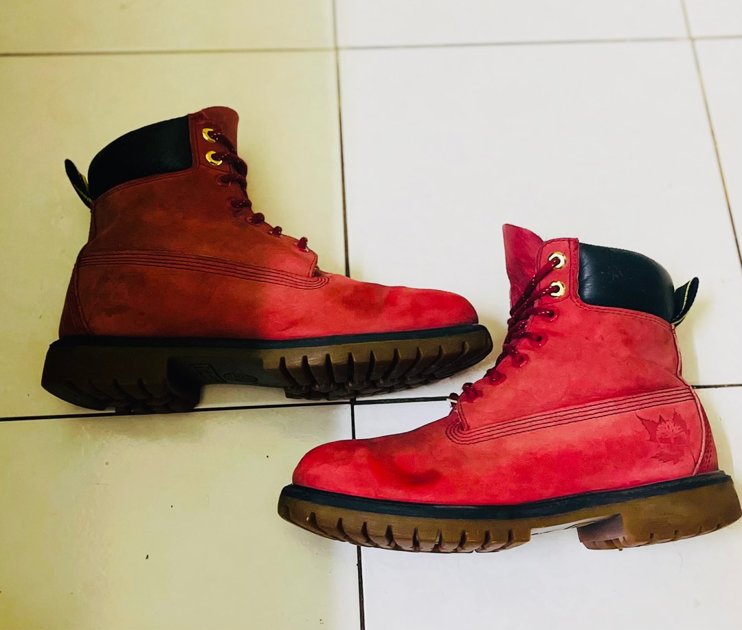 Timberland boots red original (Special Edition), Men's Fashion ...