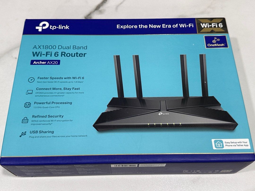 TP Link Archer AX20 AX1800 Dual Band WiFi 6 Router, Computers & Tech ...
