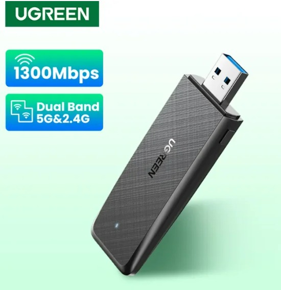 UGREEN AC1300 Wifi Adapter Wireless Adapter 1300Mbps 5Ghz 2.4GHz Dual ...