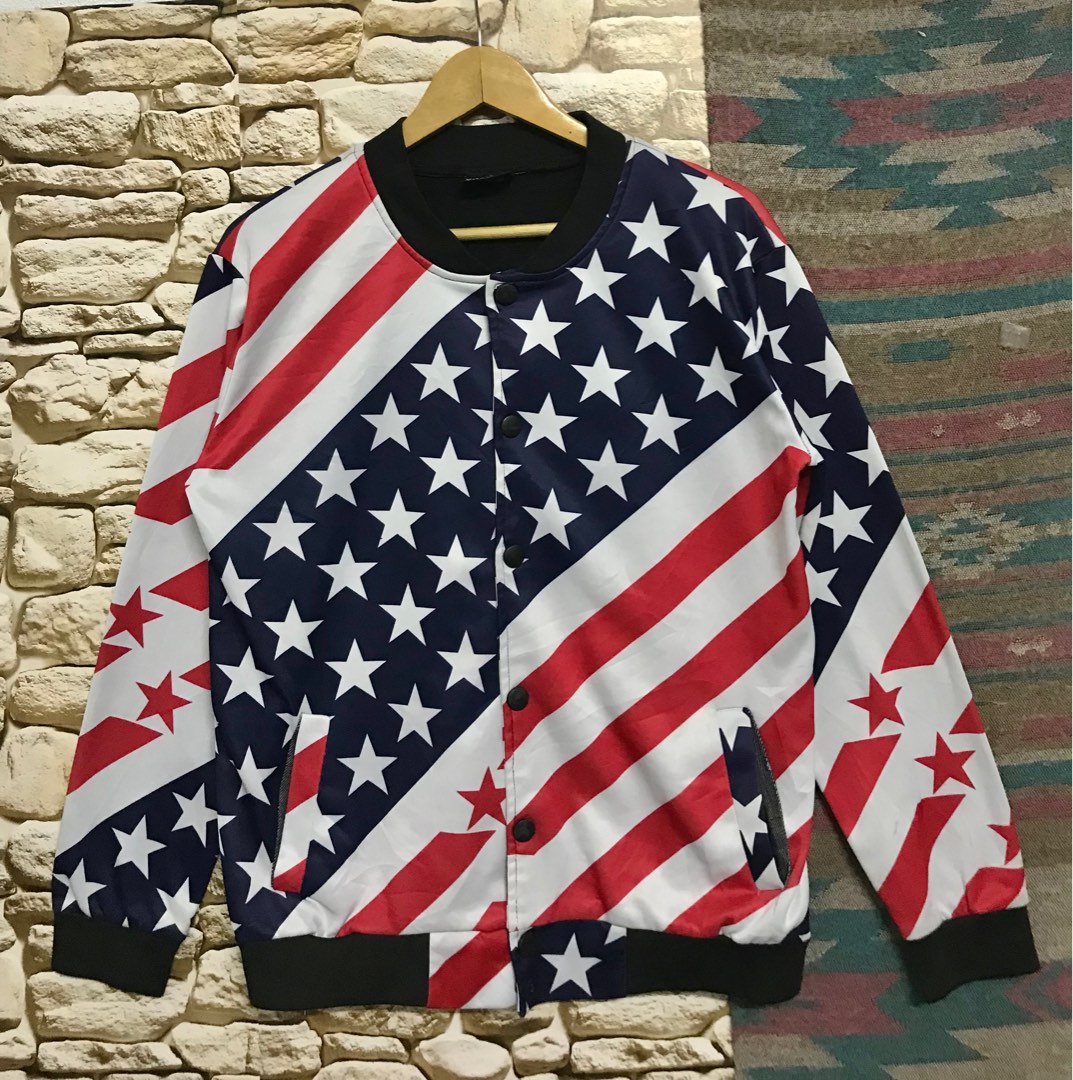 Varsity Jacket American Flag like Supreme Design, Men's Fashion, Coats ...