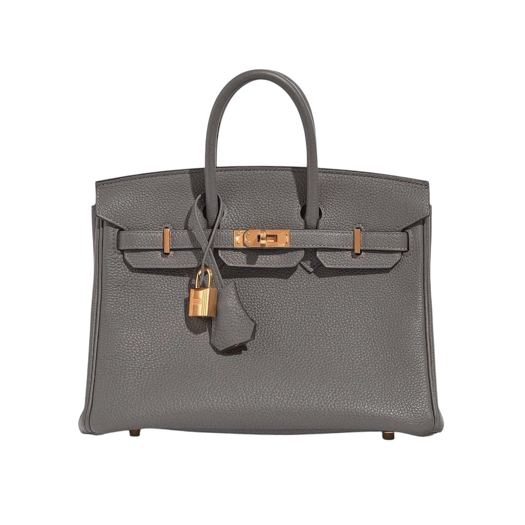 VGC 2022- Birkin 25 Griss Meyer Togo GHW. Stamp #U. Full set, receipt., Barang Mewah, Tas ...